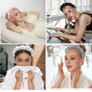 Spa Facial Exfoliator and Makeup Removal Headband - Terry Cloth Bubble Soft Puffy Skincare Headband for Women and Girls