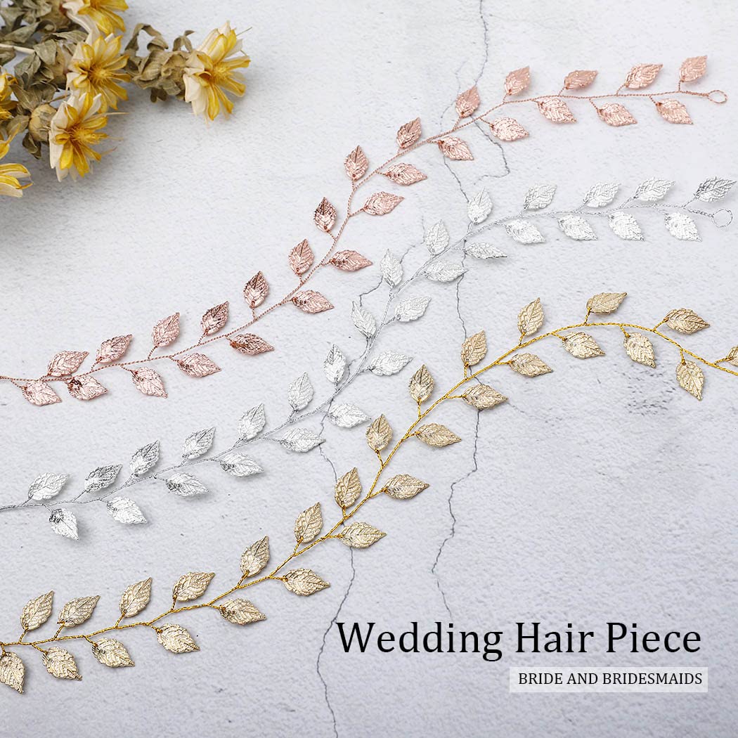 JAKAWIN Leaf Bride Wedding Hair Vine Gold Hair Piece Bridal Hair Accessories for Women and Girls HV179 (Gold)