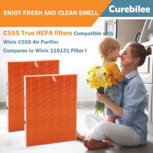 116131 True HEPA Replacement Filter I Compatible with Winix C555 Air Cleaner Purifier, H13 Grade True HEPA Filter Only, Compares to Winix 116131 Filter I (2 Pack)