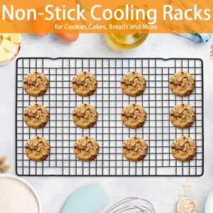 Tebery 2 Pack Black Heavy-Duty Wire Cooking Rack Baking Racks, Nonstick Baking & Cooling Grid for Roasting, Cooking, Grilling, Drying - 16" x 10"