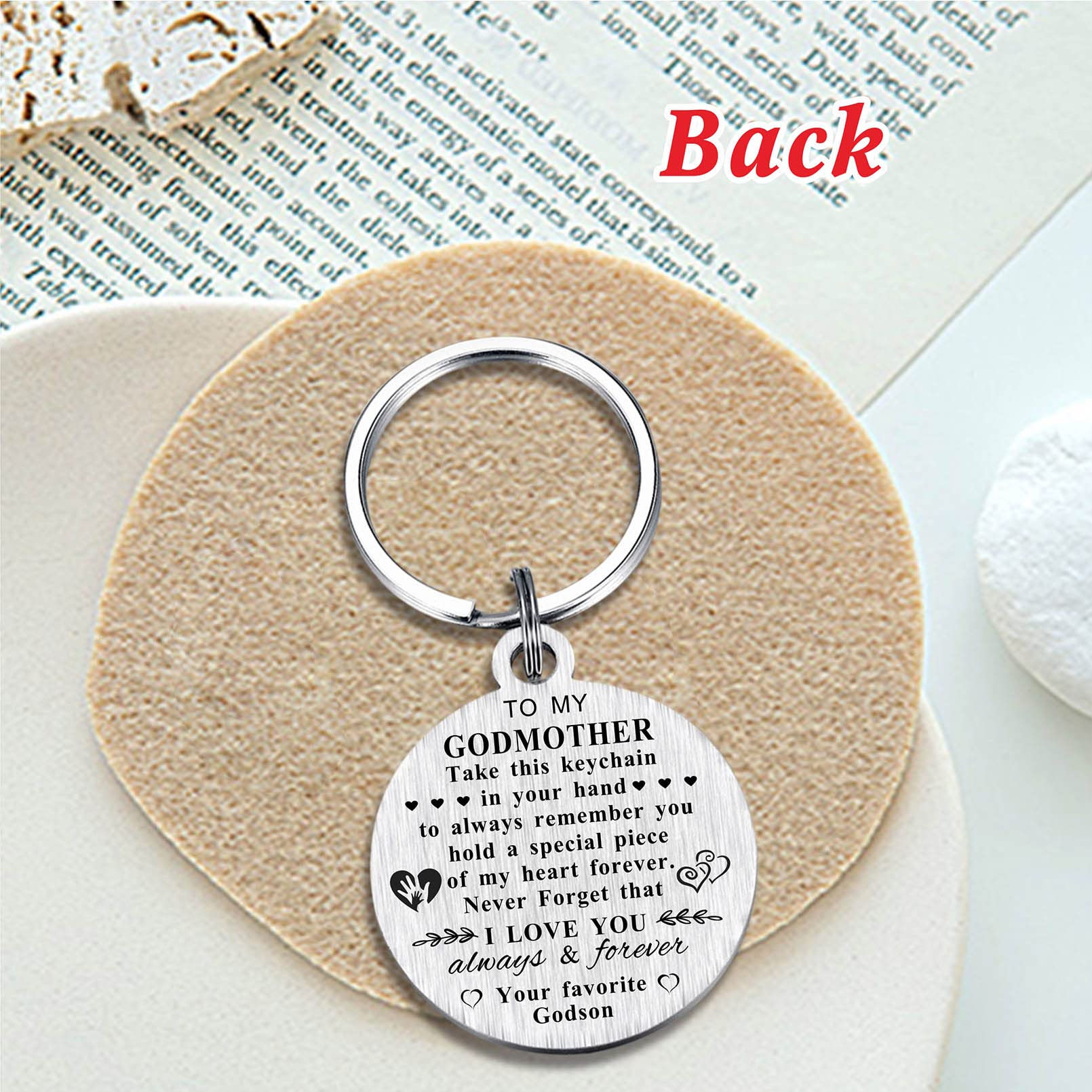 BAZLJY Godmother Gifts from Godson - Best Godmother Keychain - Godmother Birthday Gifts - Christmas Gifts for Godmother