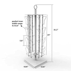 Up to 9.9" Wide 16 Adjustable Pockets Display Rack, Greeting Post Card Christmas Holiday Spinning Rack Stand. Pocket Size: 4.5-9.9" Wide X 5.8" Tall, 16 Pockets. 11602-L-DOUBLE-WHT-NPF-SL