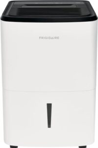 frigidaire 35 pint dehumidifier, 3,000 square foot coverage, 1.7 gallon bucket capacity, continuous drain option