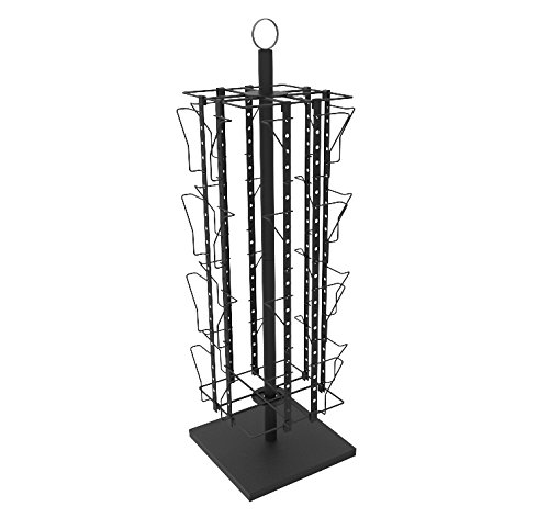 Up to 9.9" Wide 16 Adjustable Pockets Display Rack, Greeting Post Card Christmas Holiday Spinning Rack Stand. Pocket Size: 4.5-9.9" Wide X 5.8" Tall, 16 Pockets 11602-L-DOUBLE-BLK-NPF-SL