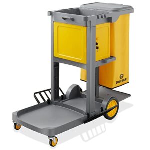 dryser commercial janitorial cleaning cart on wheels - housekeeping caddy with key-locking cabinet