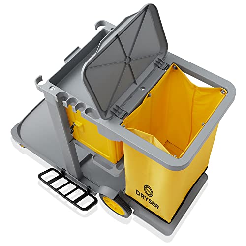 Dryser Commercial Janitorial Cleaning Cart on Wheels - Housekeeping Caddy with Key-Locking Cabinet