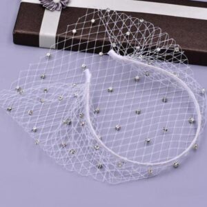 Passat Russian Tulle Birdcage Veil Hair Clip Blusher Wedding Veil Birdcage Veil Headband With Rhinestones Bridal Veil Gift Pins Ivory