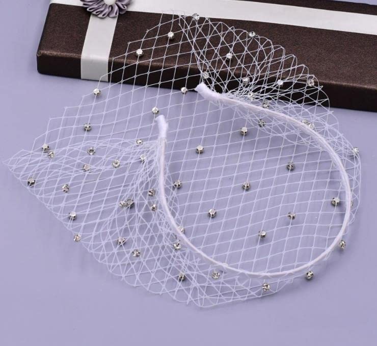 Passat Russian Tulle Birdcage Veil Hair Clip Blusher Wedding Veil Birdcage Veil Headband With Rhinestones Bridal Veil Gift Pins Ivory