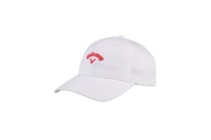 callaway golf women's heratige twill cap collection headwear (white/coral)