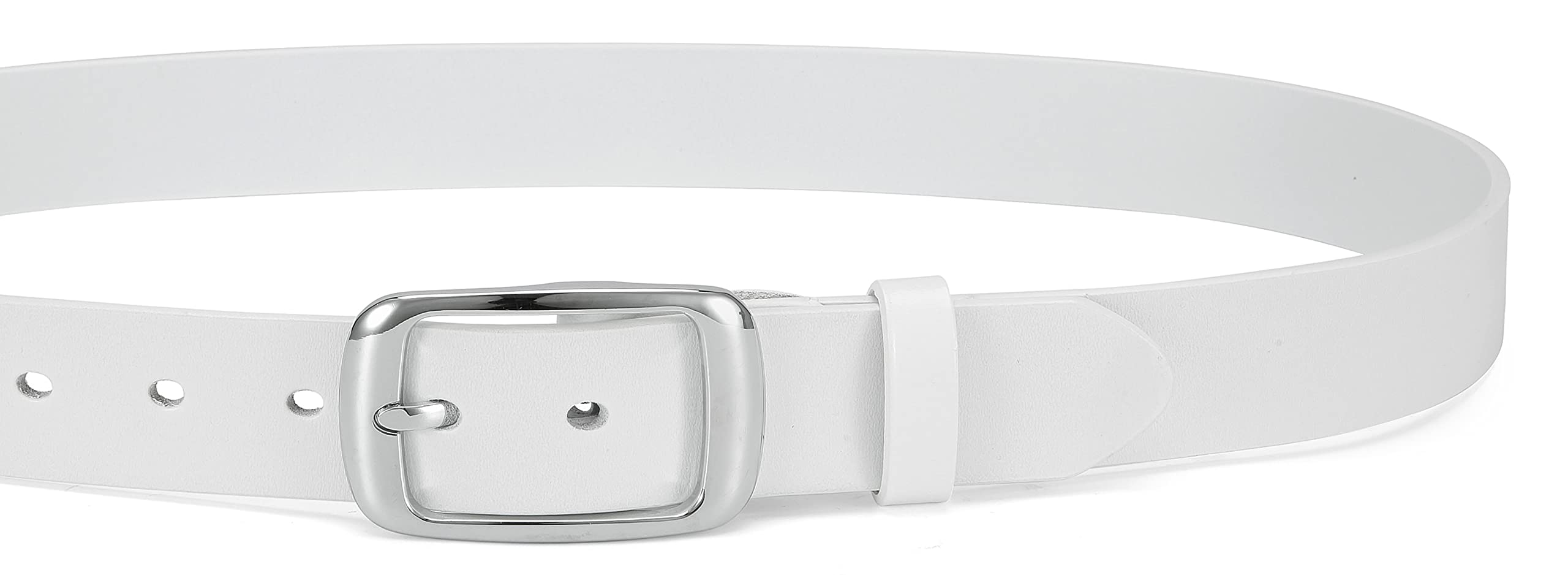 CHAOREN Womens Belts for Jeans - White Leather Belt Women 1.3" Width - Genuine Leather Crafted by Hand