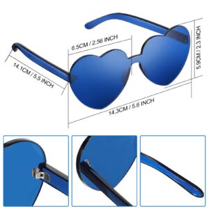 Maxdot 2 Pieces Heart Shape Rimless Sunglasses Transparent Candy Color Frameless Glasses Love Eyewear (Dark Blue)