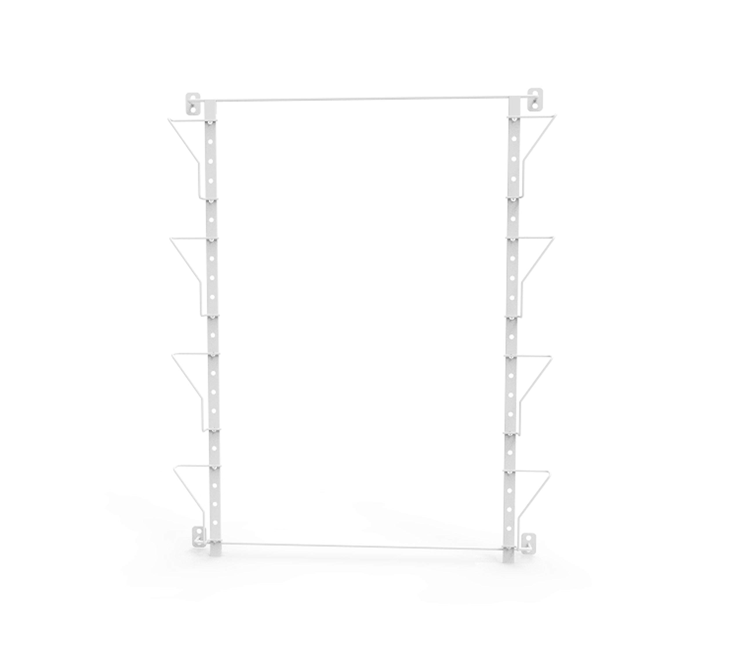 FixtureDisplays® Up to 19.75" Wide 4-Pocket Adjustable Display Rack, Wall Mounted Greeting Post Card Christmas Holiday Card Holders White Bars Silver Pockets 11608-WHITE-SINGLE-NPF-SL