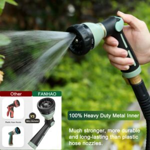 FANHAO Garden Hose Nozzle Heavy Duty, 100% Metal Water Hose Nozzle Sprayer with 8 Spray Patterns, High Pressure Sprayer Nozzle with Thumb Control, On Off Valve for Garden Watering, Car & Pet Washing