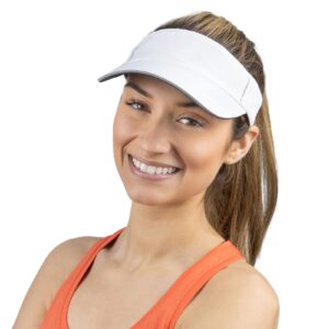 trailheads sun visor hat for women - recycled running visors for women - tennis, golf, softball, summer - women's visors white