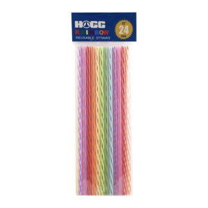 HOGG RAINBOW REUSABLE STRAWS 24 PACK - 11in