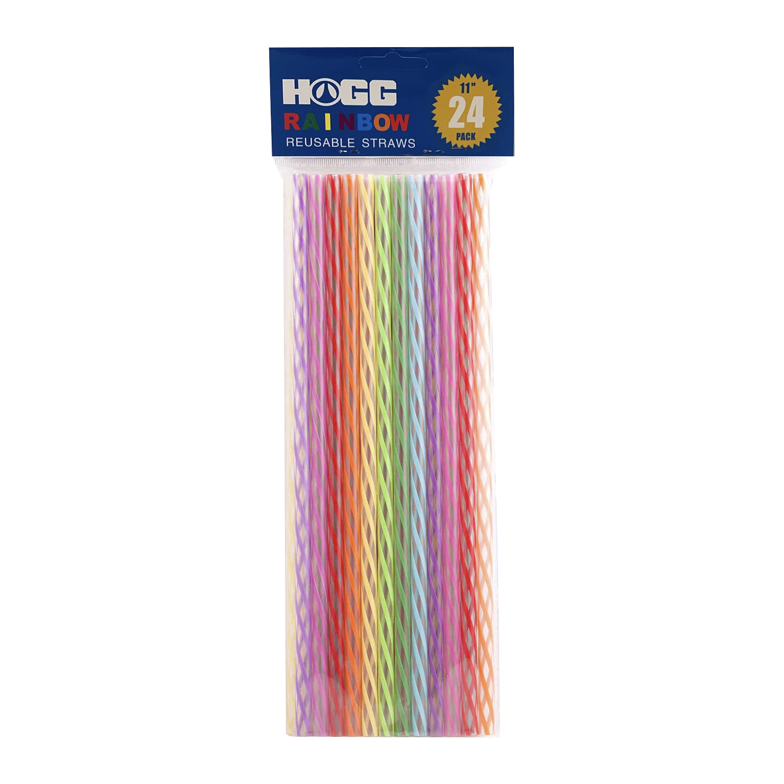 HOGG RAINBOW REUSABLE STRAWS 24 PACK - 11in