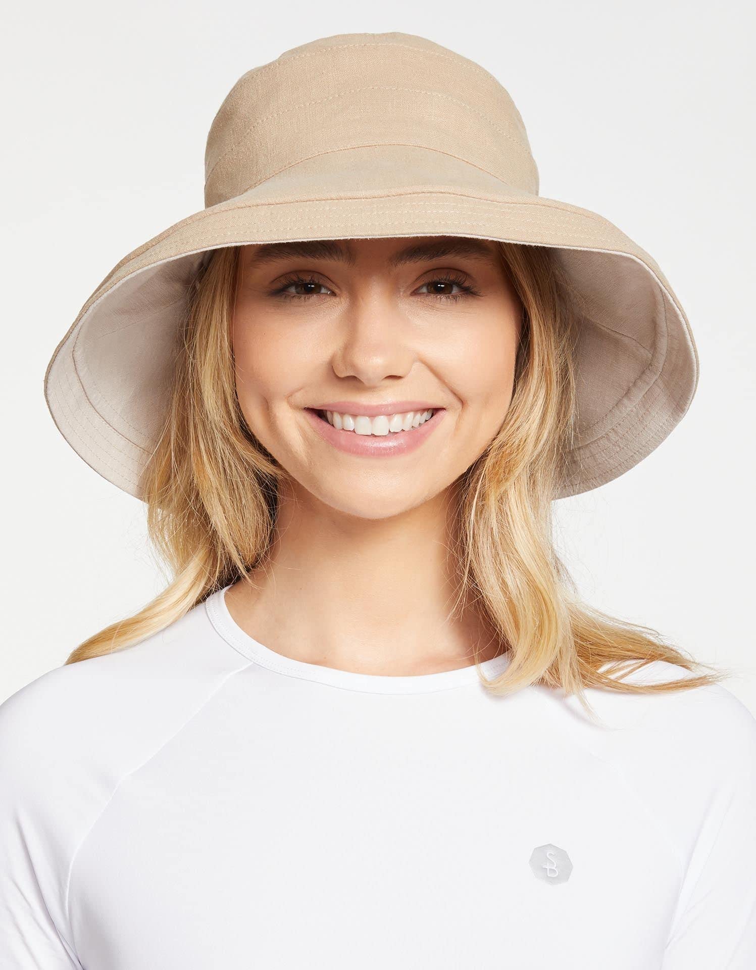 Solbari Holiday Sun Hat - UPF50+ Reversible, Foldable & Packable UV Sun Protection Hat with Full Coverage Brim and Adjustable Drawcord, Natural/Beige Under Brim, Small-Medium