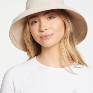 Solbari Holiday Sun Hat - UPF50+ Reversible, Foldable & Packable UV Sun Protection Hat with Full Coverage Brim and Adjustable Drawcord, Natural/Beige Under Brim, Small-Medium