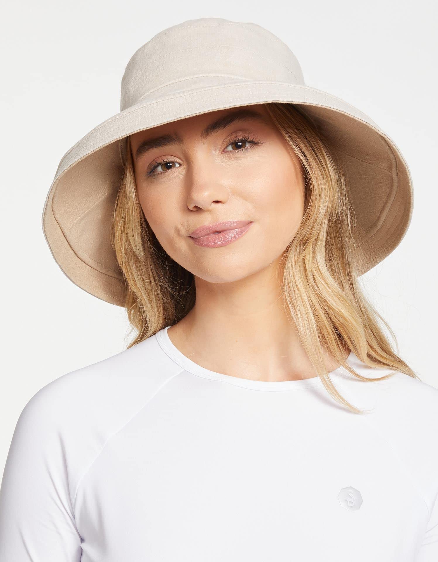 Solbari Holiday Sun Hat - UPF50+ Reversible, Foldable & Packable UV Sun Protection Hat with Full Coverage Brim and Adjustable Drawcord, Natural/Beige Under Brim, Small-Medium