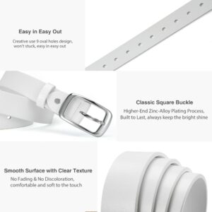 CHAOREN Womens Belts for Jeans - White Leather Belt Women 1.3" Width - Genuine Leather Crafted by Hand