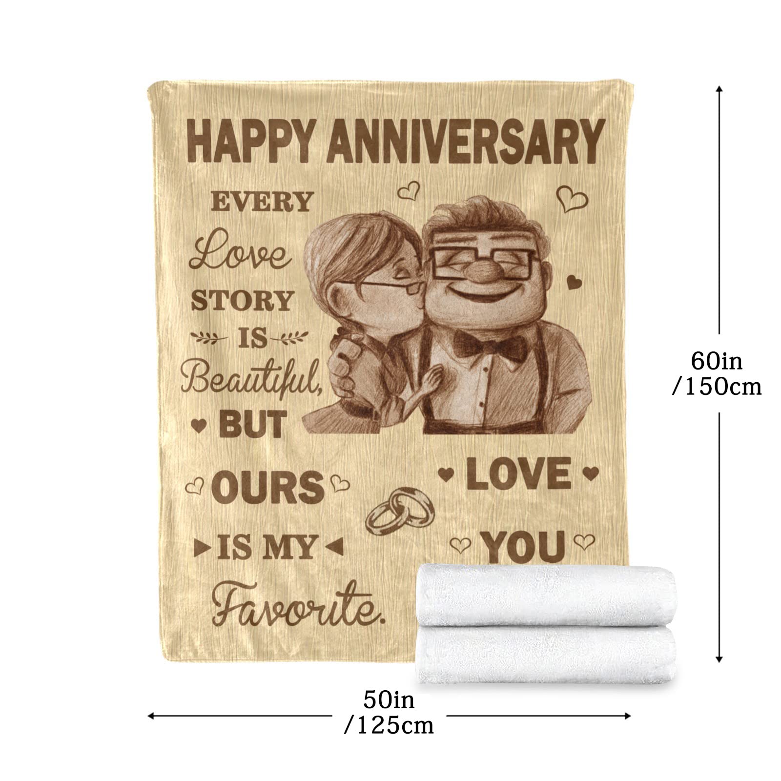 Anniversary Blanket Gifts for Him Her, Wedding Anniversary Romantic Gifts for Wife Husband, Best Happy Anniversary Marriage Gift for Couple Men Women, Soft Flannel Throw Blanket 60" x 50"