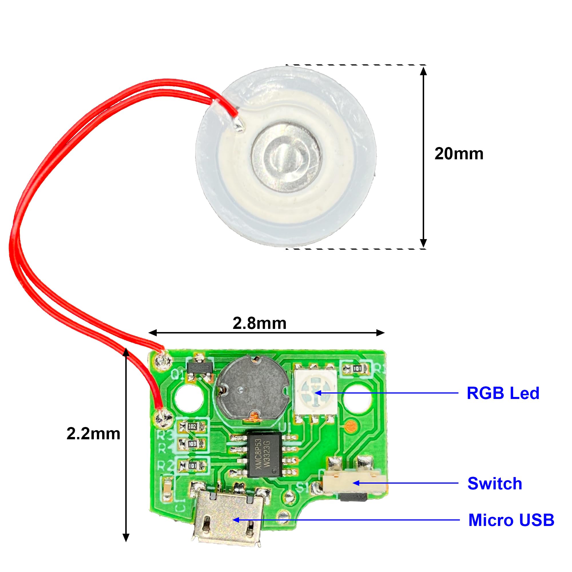 Atomization Disc mist maker Ultrasonic Atomization Module Ultrasonic fogger DIY Humidifier with PCB 5V