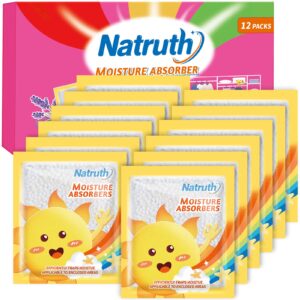 natruth 12-pack moisture absorber bags with lavender, drawer dehumidifier home desiccant small bag use for medicine boxes, underwear boxes, eliminates odors, closet dehumidifier bags for small spaces