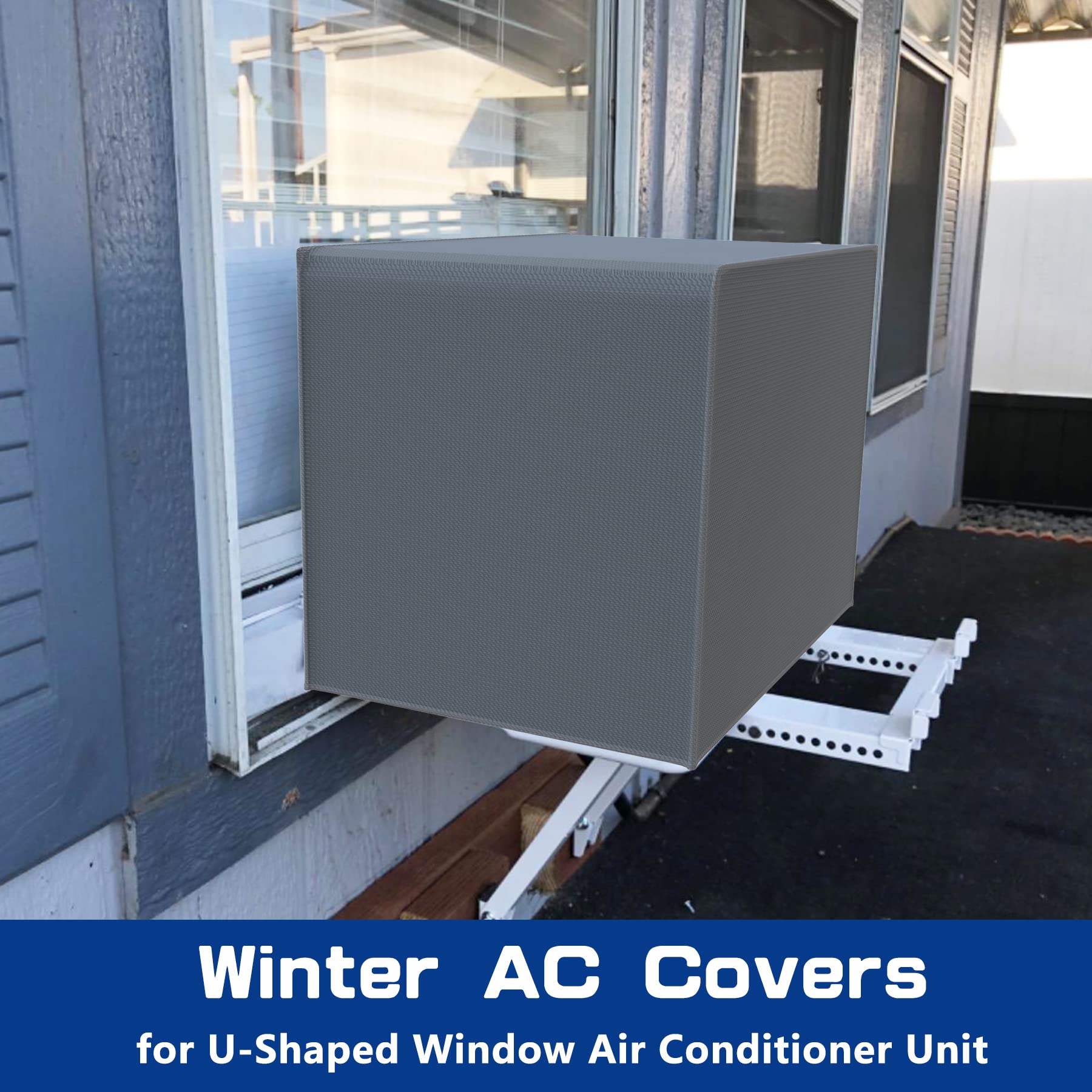 Wintcomfort U-Shaped Window Air Conditioner Winter Cover, Heavy Duty Air Conditioner Cover for Outdoor Units Protection, Waterproof & Windproof