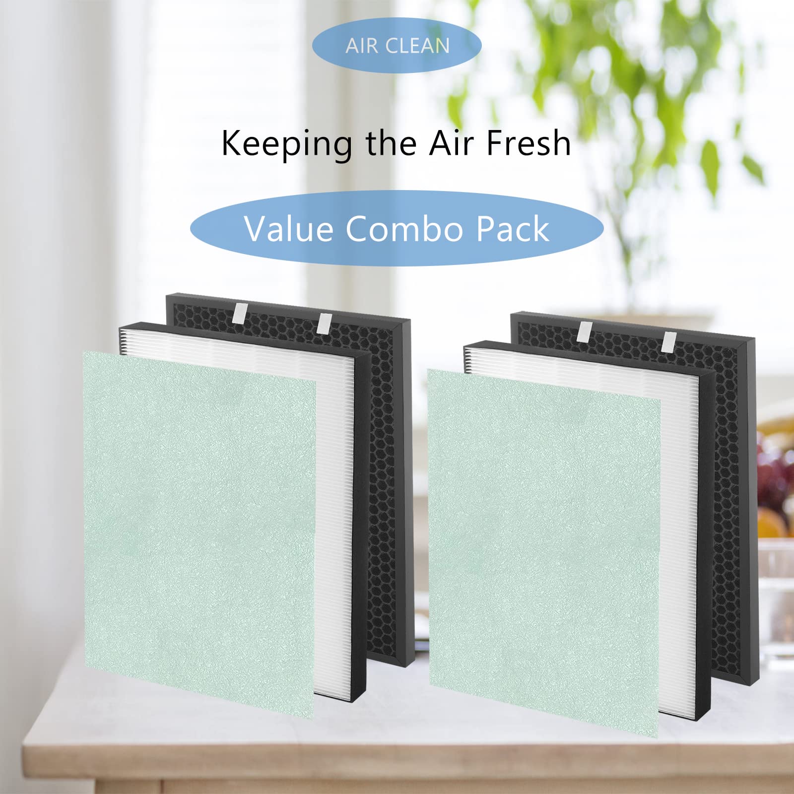 2 Set Air400 True HEPA Replacement Filter Set Compatible with Bissell Air400 Air Cleaner Purifier, 2521 True HEPA Filters and Pre-Filters, 2520 Activated Carbon Filters, Part No# 2521, 2520