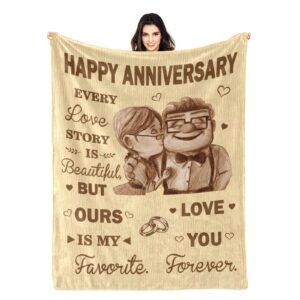 anniversary blanket gifts for him her, wedding anniversary romantic gifts for wife husband, best happy anniversary marriage gift for couple men women, soft flannel throw blanket 60" x 50"