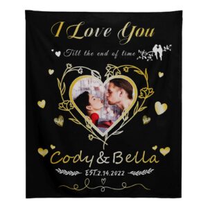 wish tree custom anniversary blanket gifts with name pictures, valentine gifts for 1th 5th 10th 15th anniversary, custom blanket for couple, wedding anniversary romantic gifts for wife husband couple