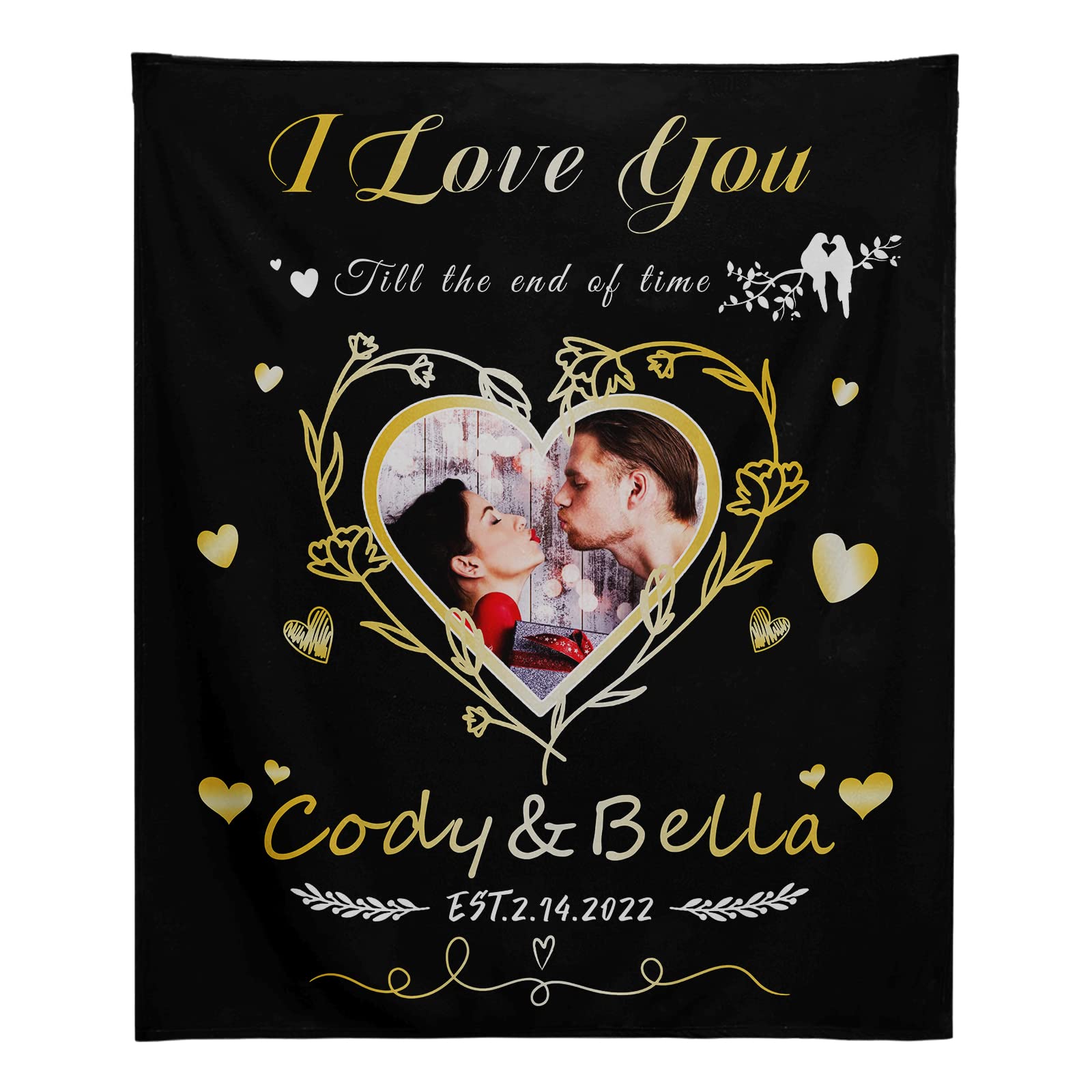 WISH TREE Custom Anniversary Blanket Gifts with Name Pictures, Valentine Gifts for 1th 5th 10th 15th Anniversary, Custom Blanket for Couple, Wedding Anniversary Romantic Gifts for Wife Husband Couple