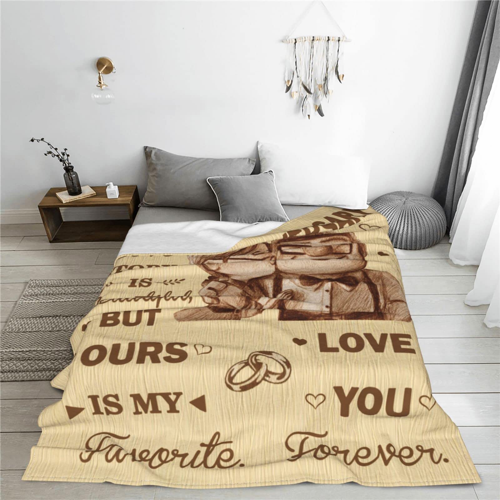 Anniversary Blanket Gifts for Him Her, Wedding Anniversary Romantic Gifts for Wife Husband, Best Happy Anniversary Marriage Gift for Couple Men Women, Soft Flannel Throw Blanket 60" x 50"