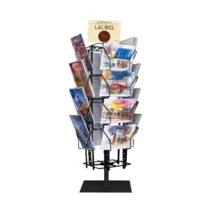 fixturedisplays® up to 9.9" wide 16 adjustable pockets display rack, greeting post card christmas holiday spinning rack stand. pocket size: 4.5-9.9" wide x 5.8" tall, 16 pockets 11602-l-blk-npf-sl