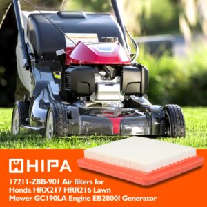 HIPA 17211-Z8B-901 Air Filter for Honda HRR2169VKA Harmony II HRR216 HRR216VKA HRR216PKA HRR2169PKA GCV160LAO GCV190LA Walk-Behind Lawn Mower (2 Pack)