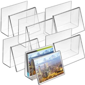 clear acrylic postcard holder greeting card display clear business card stand rack for index card organizer desk table home office, 6 x 4.25 x 4.5 inches(6 pcs)