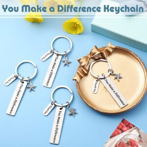 Yinkin 6 Pcs Thank You Gifts Appreciation Keychain You Make a Difference Gift Key Chain Thank You Keychain Engraved Stainless Steel Key Charm for Christmas Coworker Teacher Doctor Employee