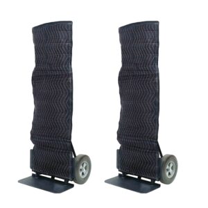 mytee products (2 pack) padded hand truck cover - square top, moving supplies, black moving pad - woven cotton/poly - 50" x 16"