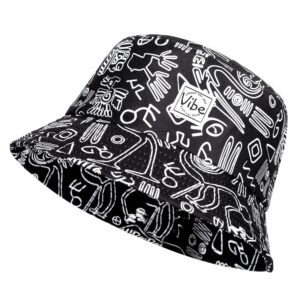 vibe festival gear bucket hat unisex for men women fashion fishing hat cute fisherman cap (bw tribal-l-xl)