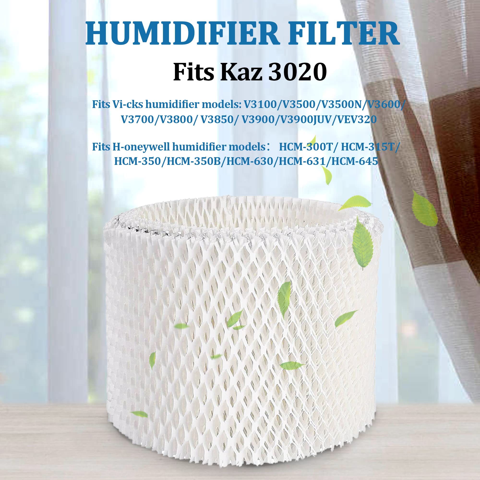 Cenipar WF2 Humidifier Filters Replacement for Vicks V3100, V3500, V3700, ​V3900 Enviracaire ECM-500 Sunbeam SCM1118 SCM1119 SCM1120 Series WA-8D Humidifier Filters, 4 Pack