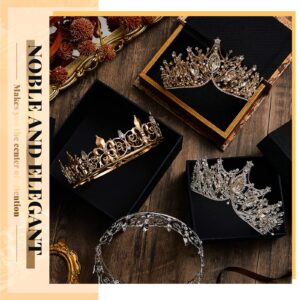 Henoyso 4 Pcs Prom King and Queen Crowns for Men Women King Queen Tiara Crystal Headband Homecoming Costume Party Favor(Gold, Silver, Exquisite)