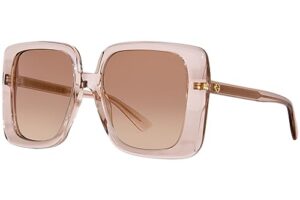 gucci gg1314s 005 beige/brown mirrored oversized square women's 55mm sunglasses