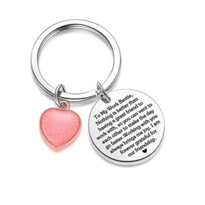 znosvei work bestie keychain coworker gift retirement key ring colleague jewelry subordinate gift, work bestie keychain, standard