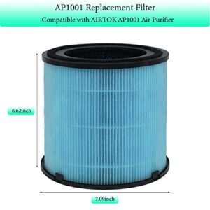 Nyingchi AP1001 Replacement Filter,Compatible with AIRTOK® AP1001 Air Purifier. 5-Layer Purification System H13 Ture HEPA Filter,2-Pack