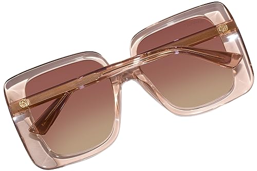 Gucci GG1314S 005 Beige/Brown Mirrored Oversized Square Women's 55mm Sunglasses