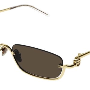 Gucci GG Upside Down Super Narrow Sunglasses, Gold-Gold-Brown, One Size