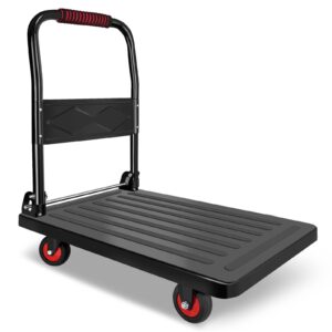 platform trucks push cart dolly heavy duty with 880 lbs capacity and swivel wheels 29"x19" flatbed hand cart flat dolly cart easy moving storage for groceries, office, garage, warehouse