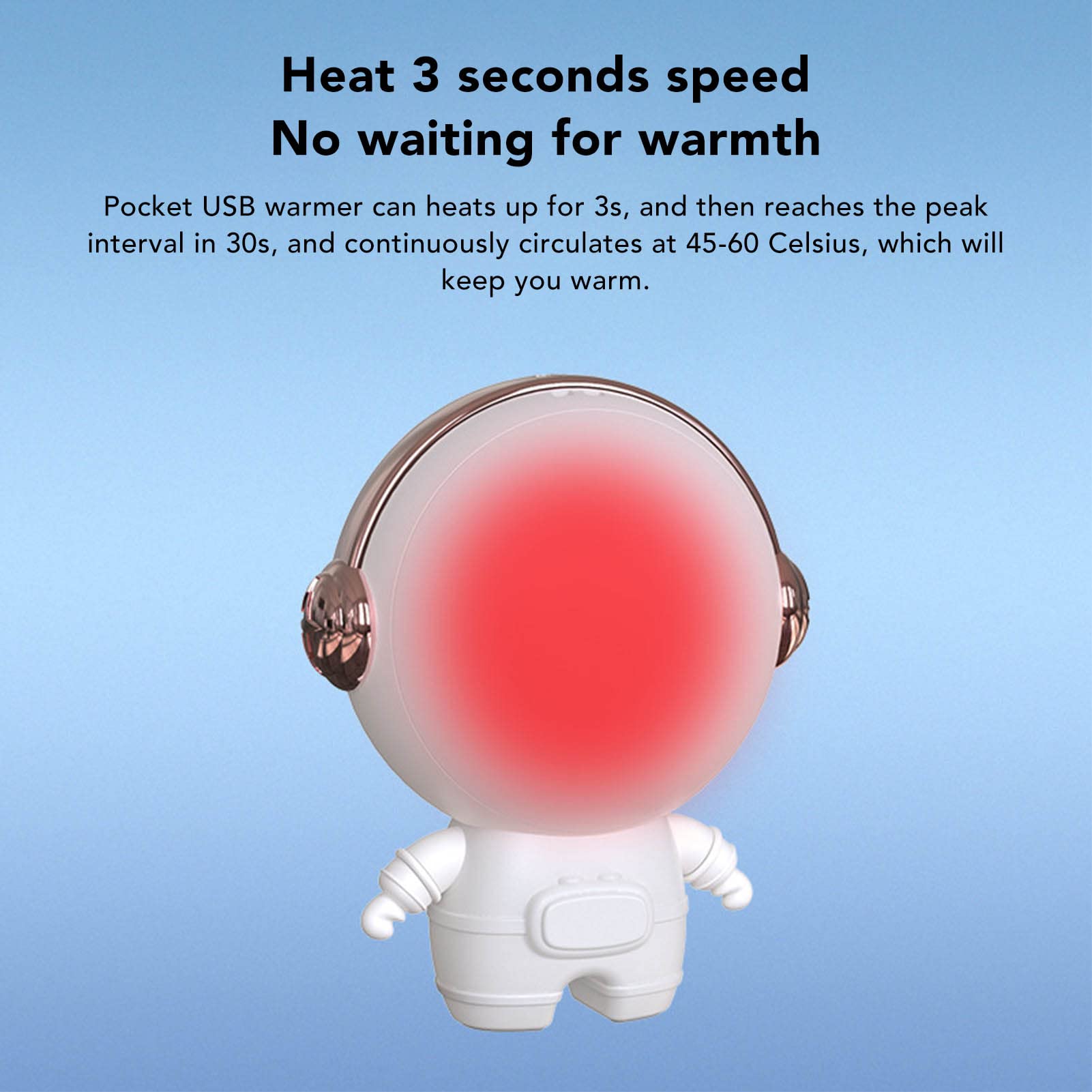 USB, Rechargeable Portable USB Heater Digital Fast Heating Electric for Winter (White)