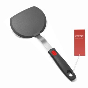 silicone pancake spatula turner with lengthened handle, heat resistant cooking spatulas for nonstick cookware, large flexible kitchen utensils bpa free rubber flipper for egg, pancake, fish, burger