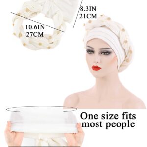 Woeoe Women African Turban Pre-Tied Twisted Beanie Cap Headwear Rhinestone Soft Stretchy Head Turbans (White)